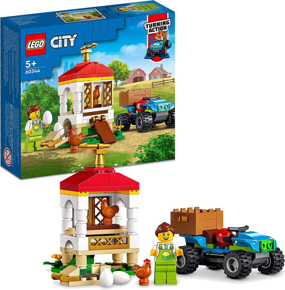 Lego City Farm Hühnerstall mit Tierfiguren, Quad und Bäuerin-Minifigur ...