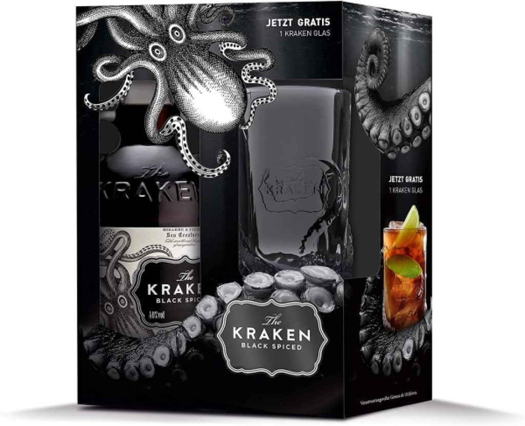 The Kraken Black Spiced Rum mit Glas in Geschenkverpackung, 0,7L für 17 ...