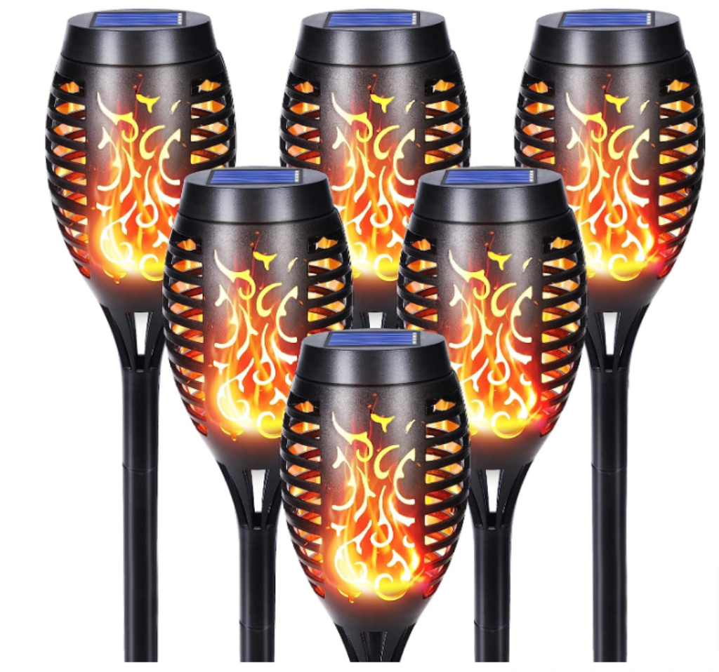 6 Stück Solarlampen für Außen Garten, Solar Fackeln für Außen Flackernd ...