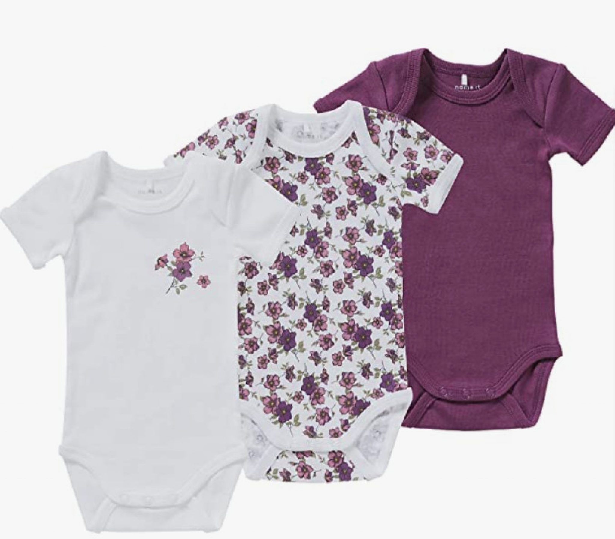 NAME IT Baby Mädchen 3er-Pack Kurzarm Bodys (Gr. 50-62) für 5,99 € inkl ...