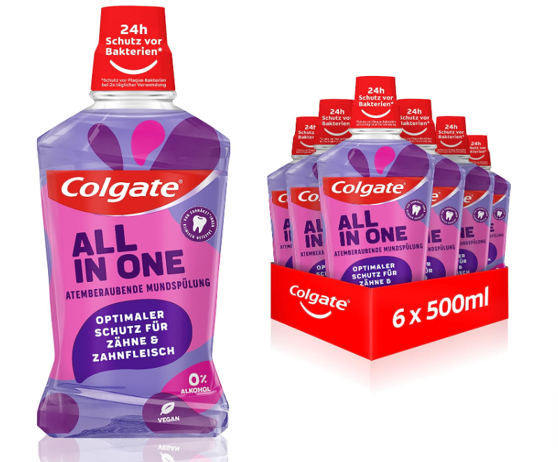 Colgate Mundspülung ALL IN ONE 6x500 ml für 9,55 € inkl. Prime Versand ...