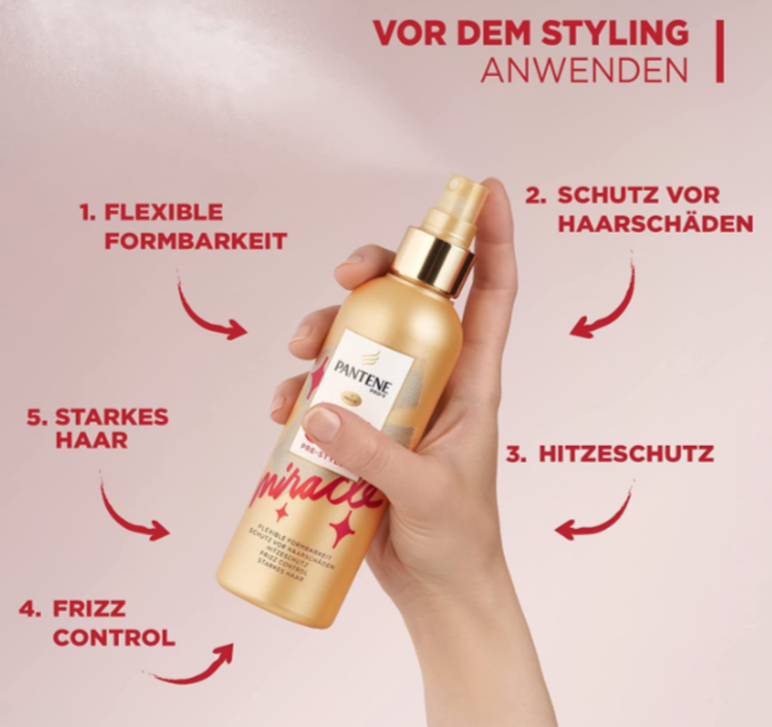 Pantene Pro-V Miracle 5-In-1 Pre-Styling Leave-In Spray, Mit Hitzeschutz, 200 ML für 3,32 ...