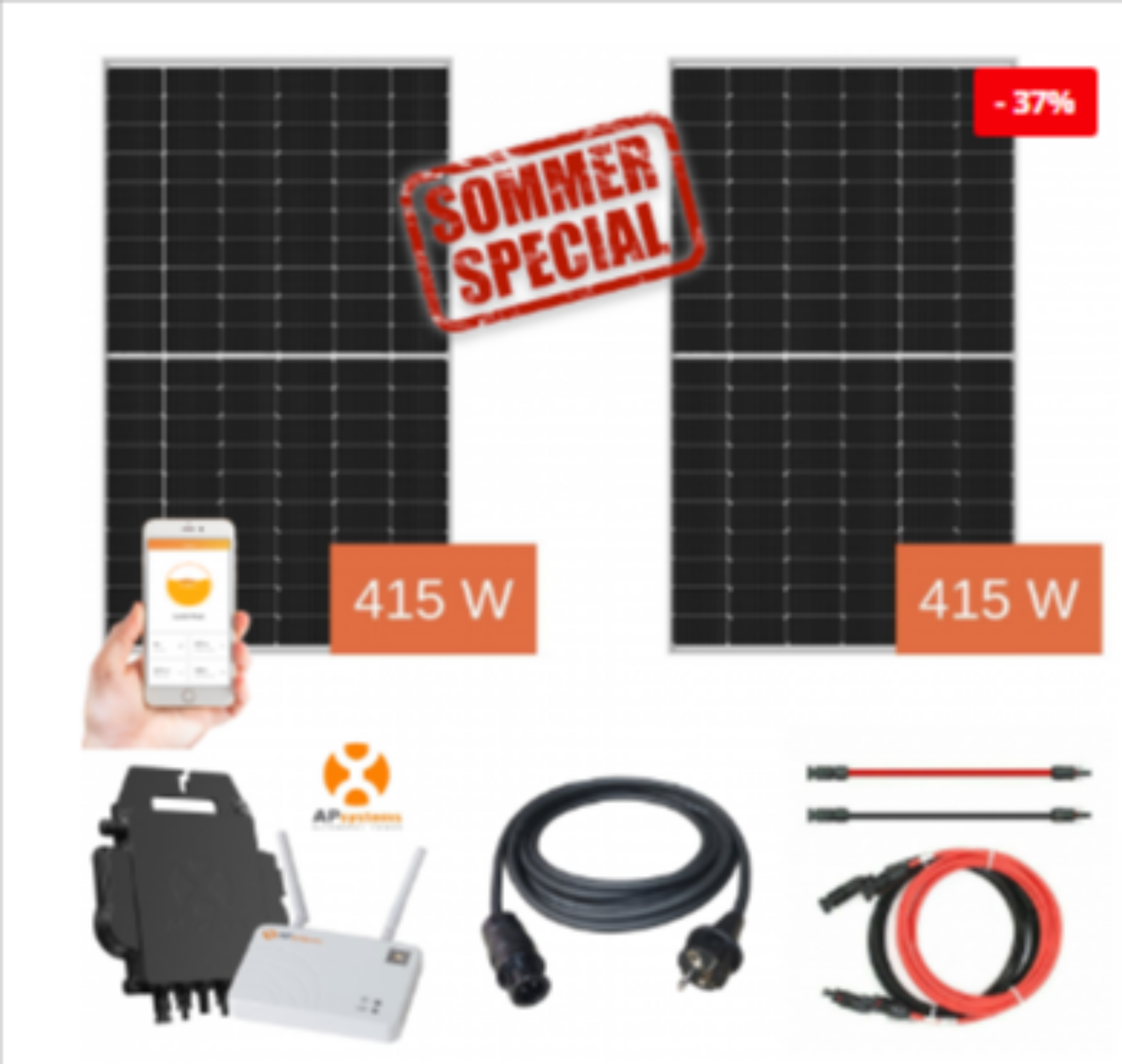 Balkonkraftwerk 2 x TW Solar 415 Watt PV Module (830W), Wechselrichter ...