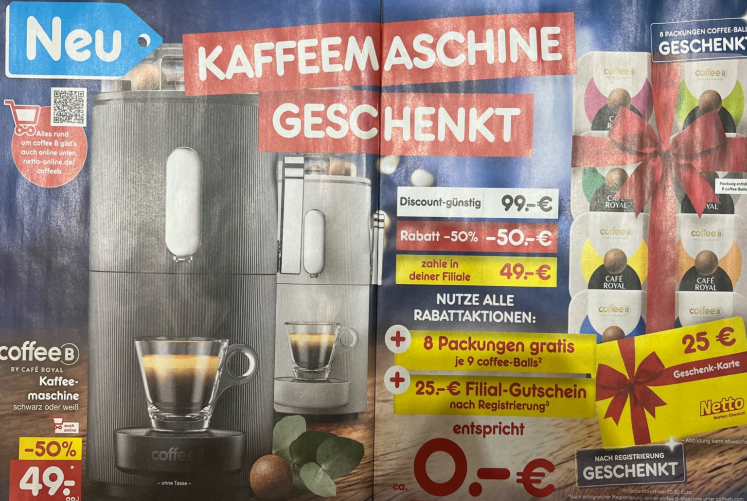 NETTO MD: Effektiv Gratis CoffeeB Kapselmaschine [inkl. 8 Packungen ...