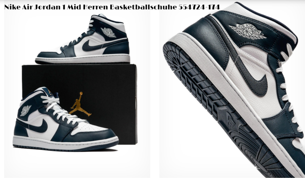 Nike Air Jordan 1 Mid Herren Basketballschuhe 554724-174 (Gr. 40 bis 44 ...