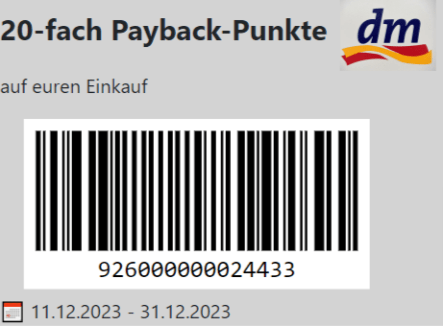 dm Payback Coupons: 4x20-fach, 6x15-fach, 2x12-fach, 5x10-fach & 7-fach ...