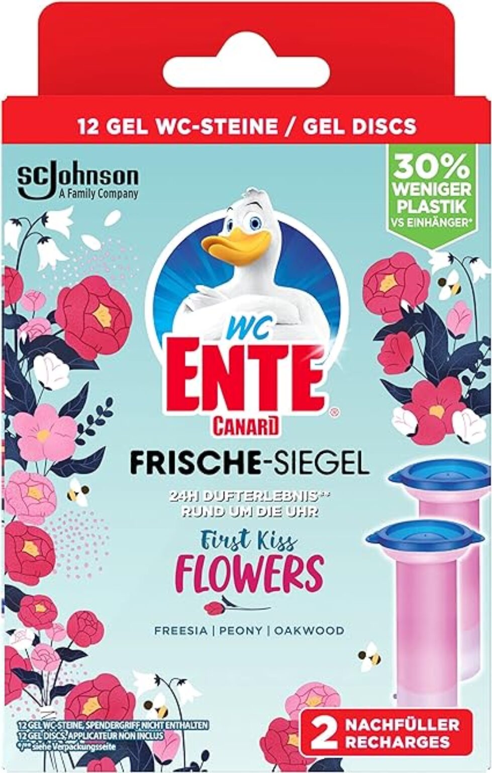 WC-Ente Frische-Siegel Nachfüller First Kiss Flowers Duft 2er Pack (2 x ...