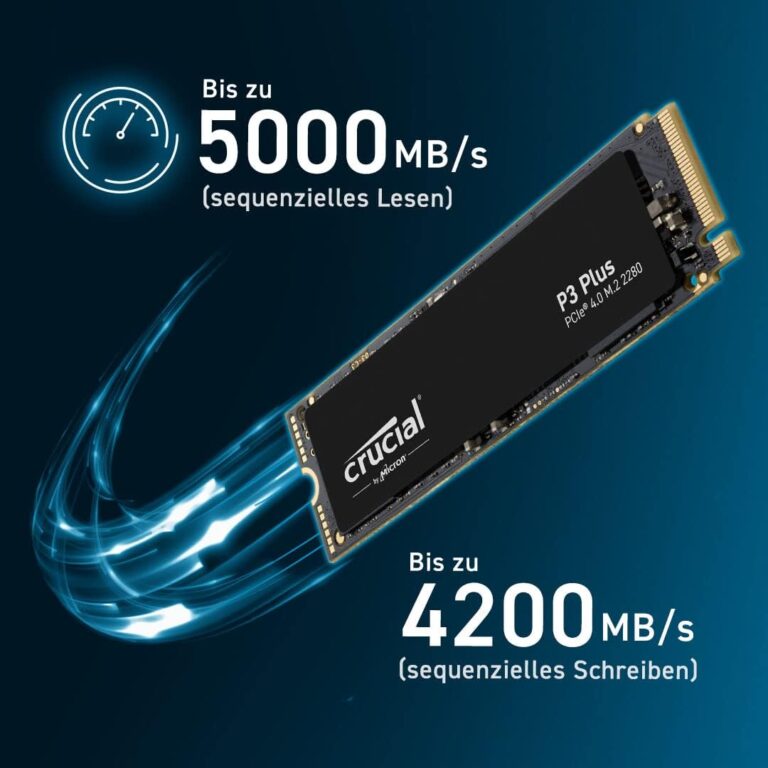Crucial P3 Plus 1TB M.2 PCIe Gen4 NVMe Interne SSD - Bis zu 5000MB/s ...