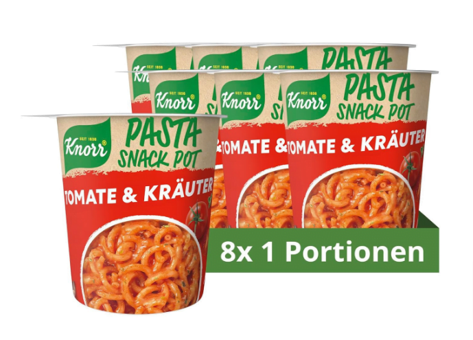 Knorr Pasta Snack Pot Tomate & Kräuter leckere Instant Nudeln fertig in ...