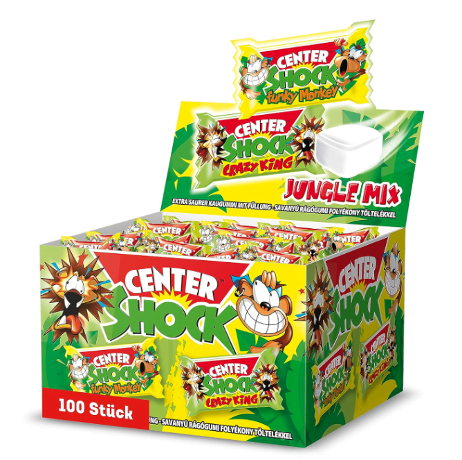 Center Shock Jungle Mix, Box mit 100 Kaugummis, extra-sauer mit Kirsch ...